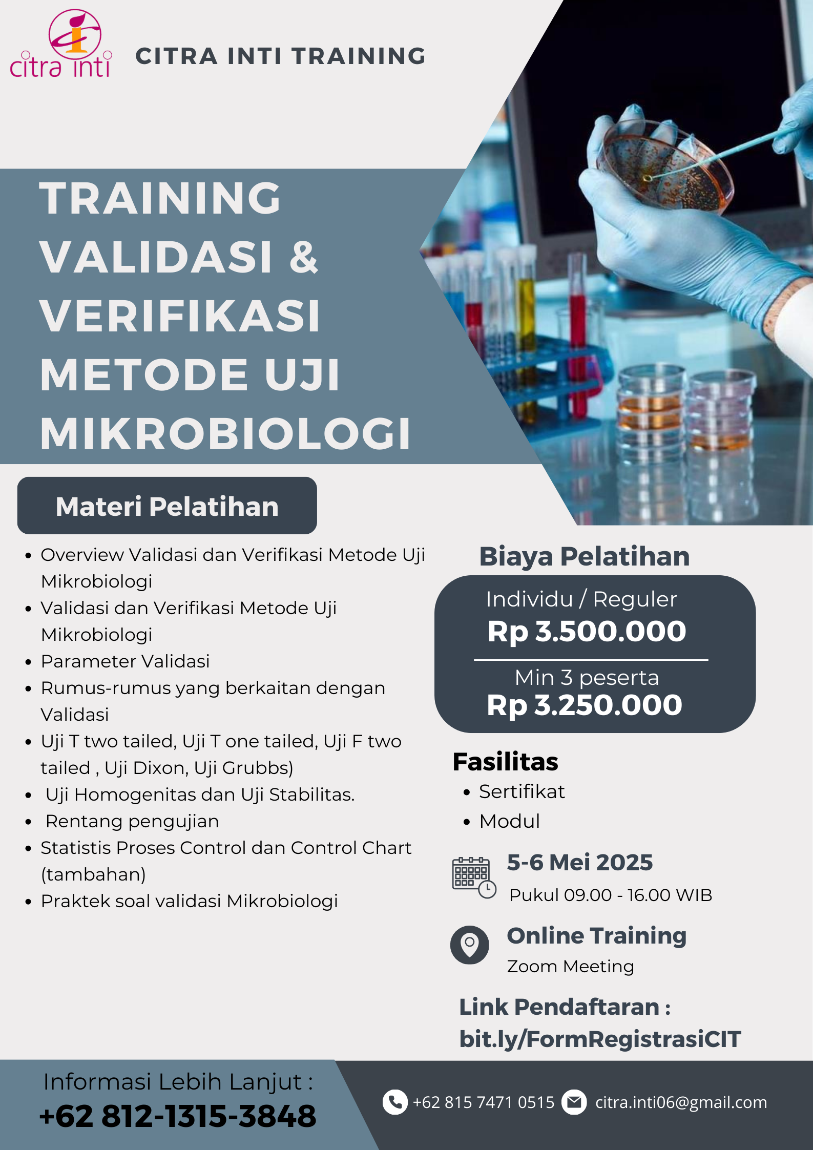 Validasi dan Verifikasi Metode Uji Mikro | Citra Inti Training